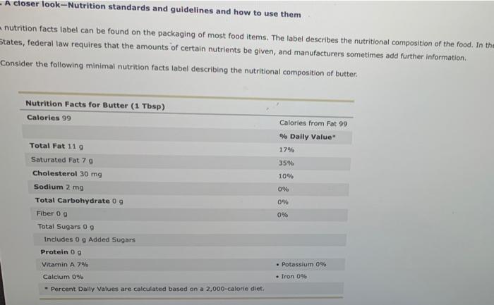Solved - A closer look--Nutrition standards and guidelines | Chegg.com Solved - A closer look--Nutrition standards and guidelines | Chegg.com