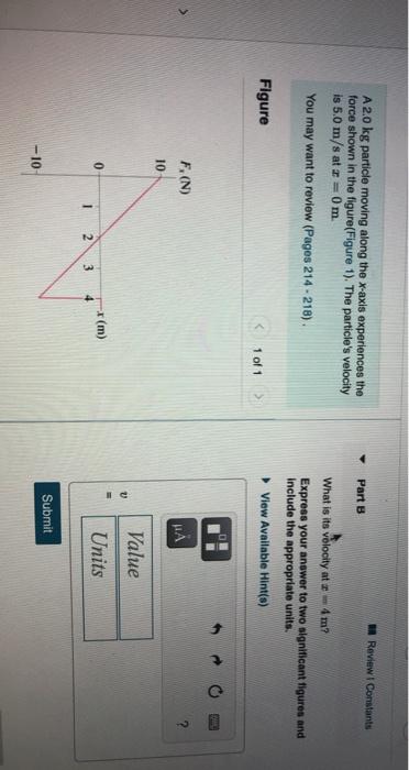 Solved of 13 Review Constants A 2.0 kg particle moving along | Chegg.com
