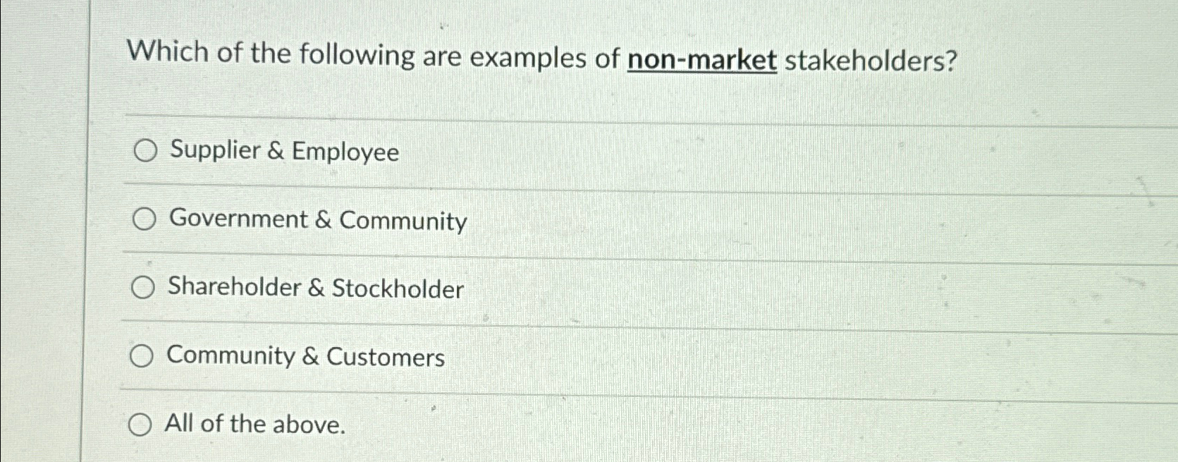 Solved Which of the following are examples of non-market | Chegg.com