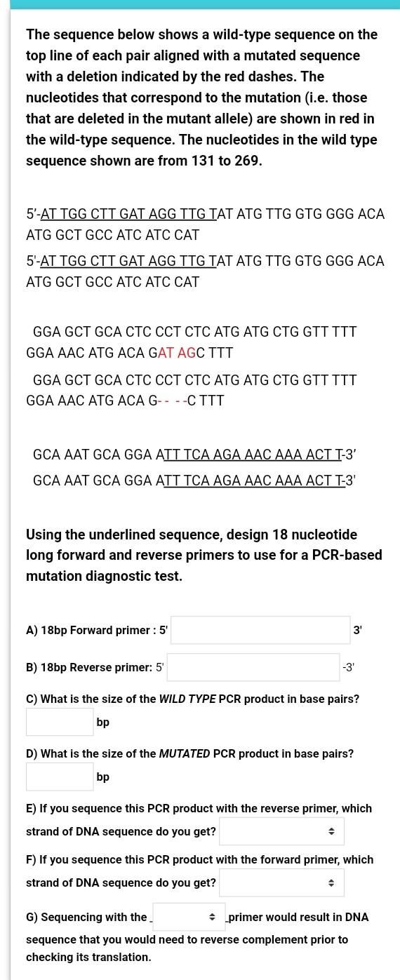 Solved The sequence below shows a wild-type sequence on the | Chegg.com