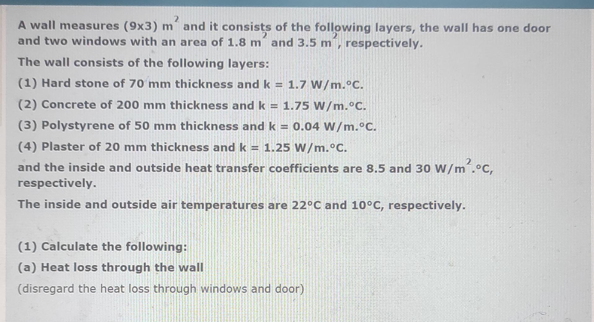 Solved A wall measures (9\\\\times 3)m^(2) and it consists | Chegg.com