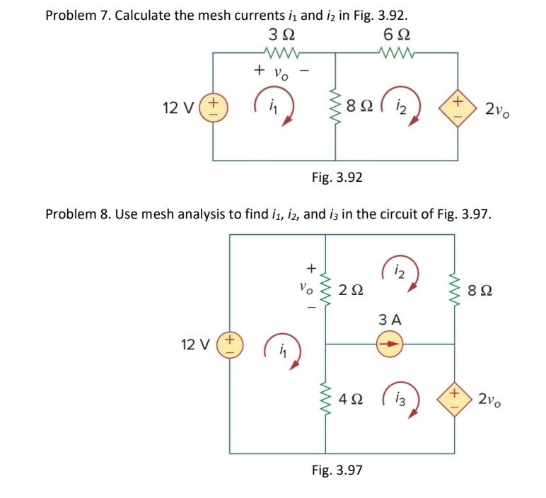 Problem 7 Calculate The Mesh Currents I1 And I2 In