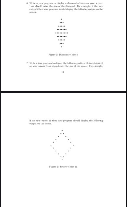 Solved 6. Write a java program to display a diameed of stars | Chegg.com