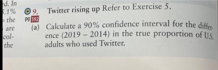 Solved (1) 9. Twitter rising up Refer to Exercise 5. (a) | Chegg.com