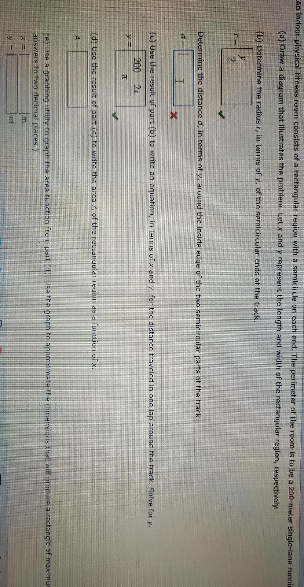 Solved An indoor physical fitness room consists of a | Chegg.com