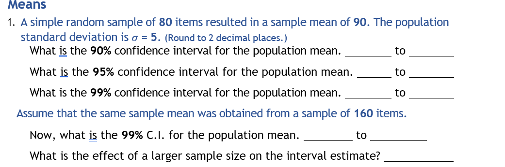 Solved MeansA simple random sample of 80 ﻿items resulted in | Chegg.com