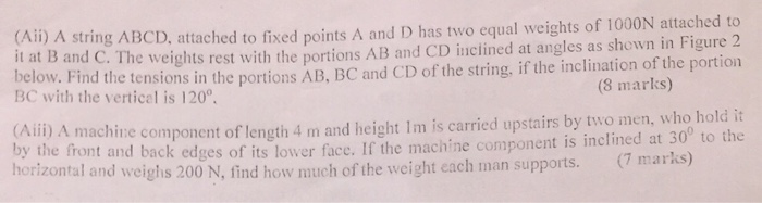 (A) A string ABCD, attached to fixed points A and D | Chegg.com