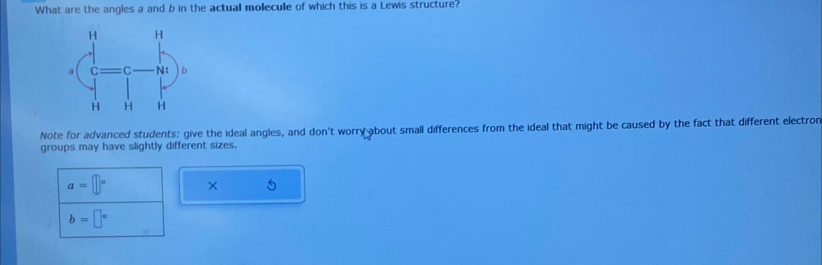 Solved What are the angles a and b ﻿in the actual molecule | Chegg.com