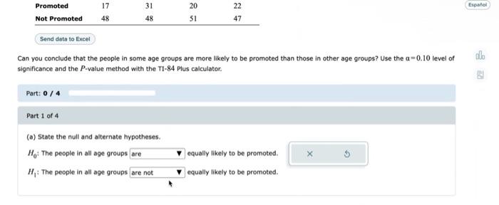 Solved Age discrimination: The following table presents the | Chegg.com