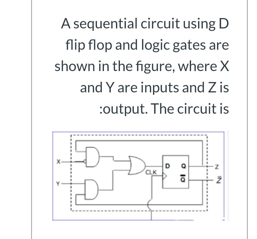 Solved A sequential circuit using D flip flop and logic | Chegg.com