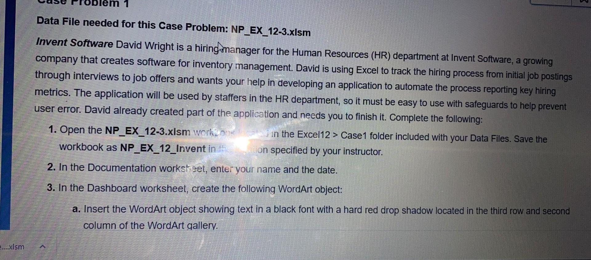 Solved Data File needed for this Case Problem: | Chegg.com