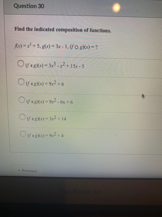Solved Question 30 Find the indicated composition of | Chegg.com