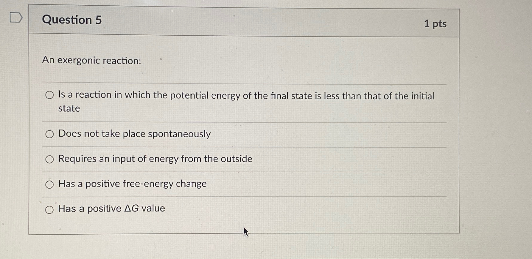 Solved Question 51 ﻿ptsAn exergonic reaction:Is a reaction | Chegg.com