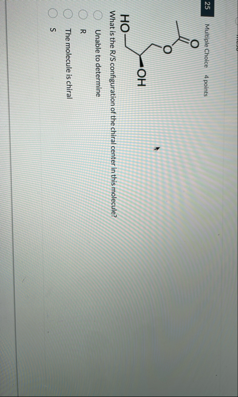 Solved Multiple Choice4 ﻿pointsWhat is the R/S configuration | Chegg.com
