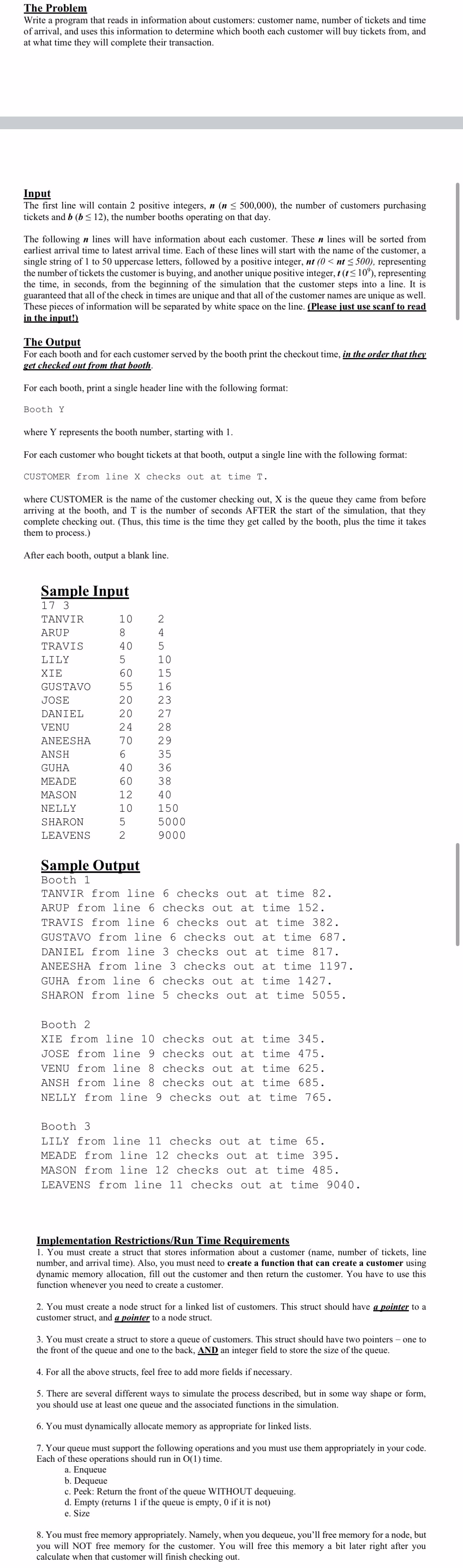Solved Read Carefully Use C Language Testthe Sample Input
