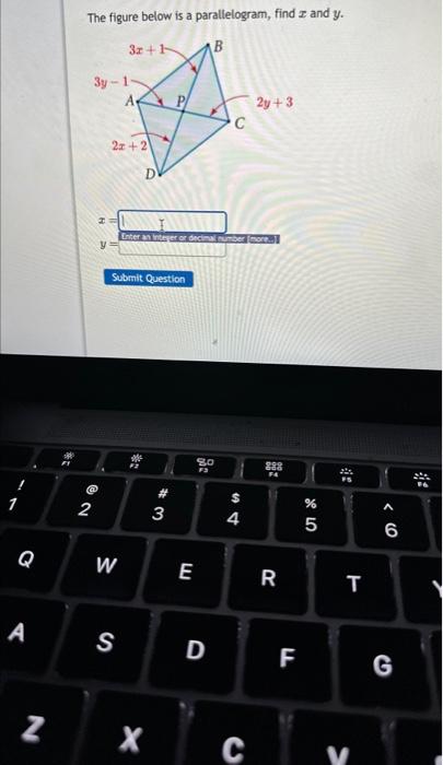 Solved The figure below is a parallelogram, find x and y. | Chegg.com