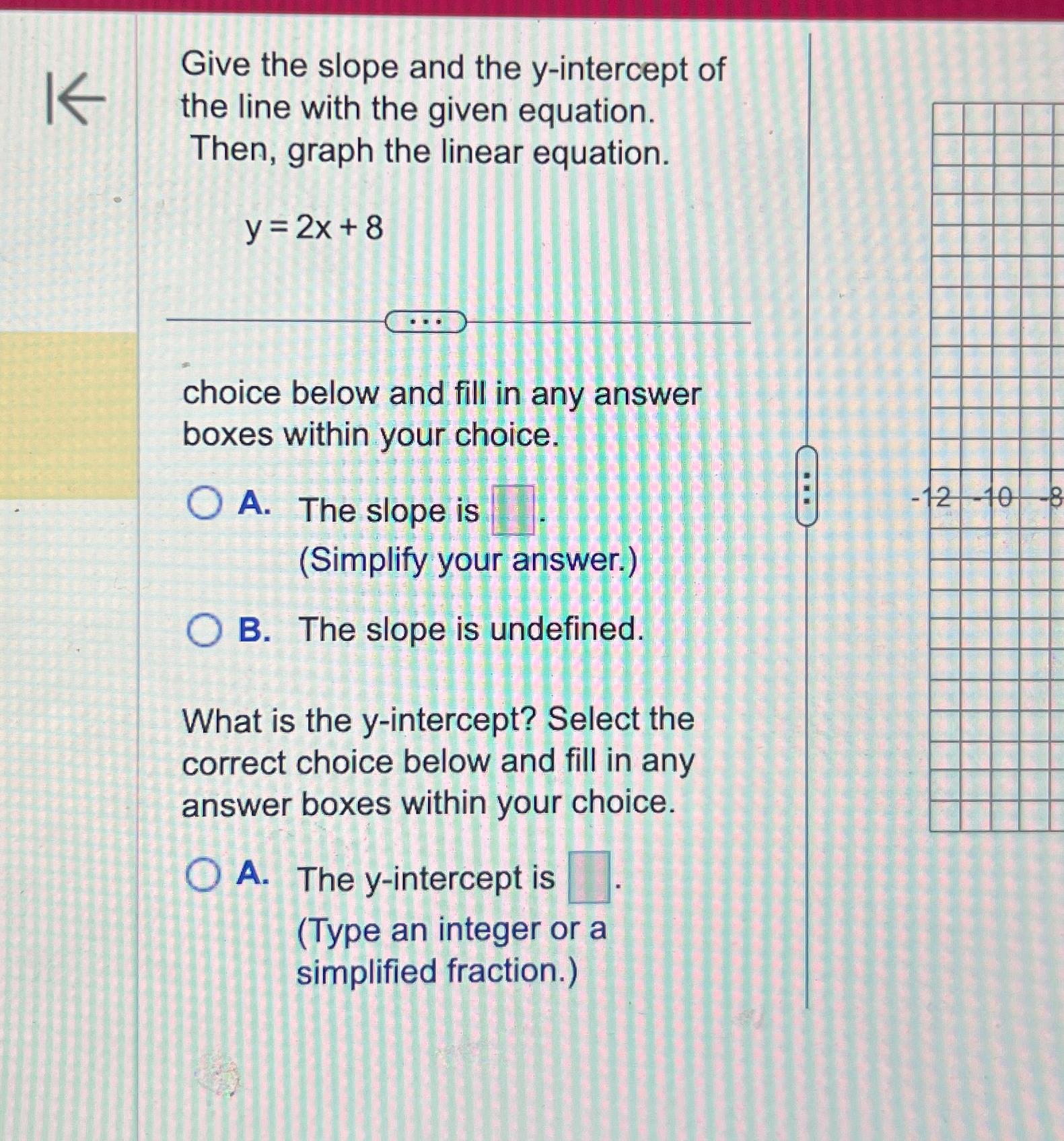 Solved Give the slope and the y-intercept of the line with | Chegg.com