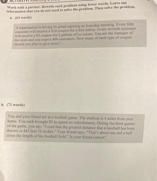 Solved Essential Question How does rewriting a word problem | Chegg.com