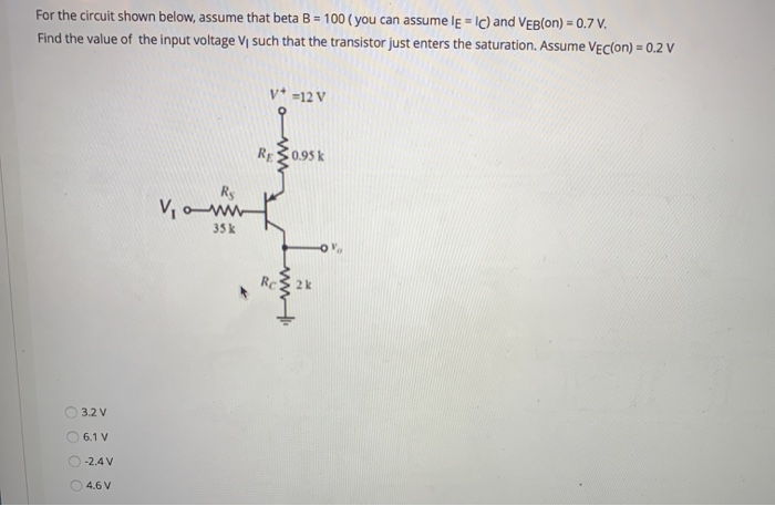 Solved For the circuit shown below, assume that beta B = 100 | Chegg.com