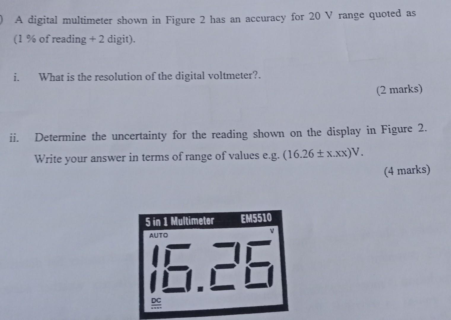 Solved A digital multimeter shown in Figure 2 has an | Chegg.com