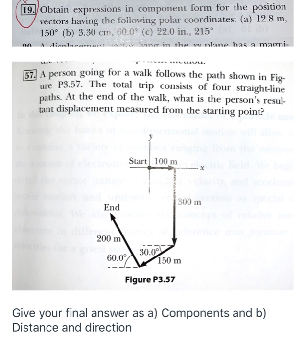 Solved 19. Obtain expressions in component form for the | Chegg.com