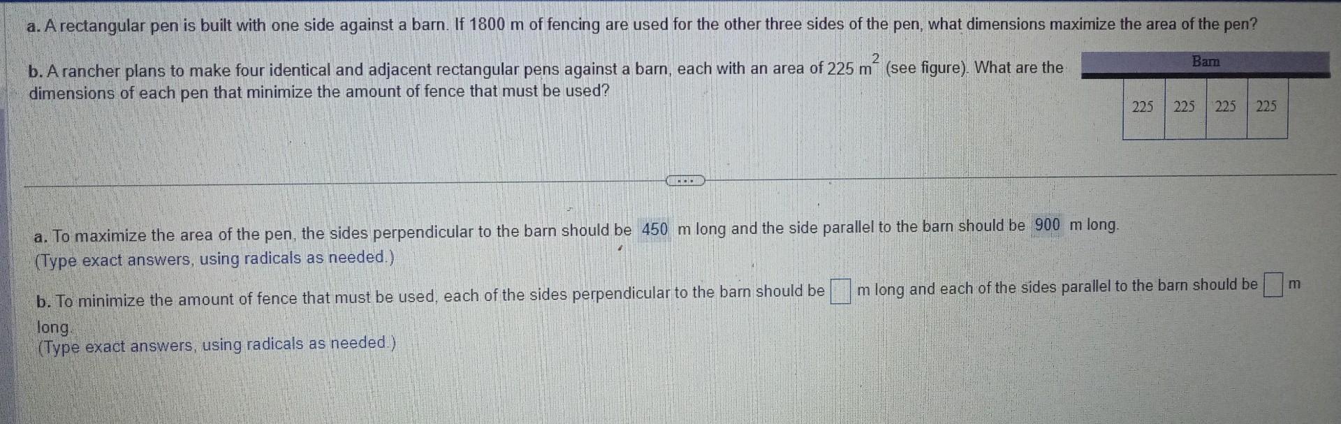 Solved a. A rectangular pen is built with one side against a | Chegg.com