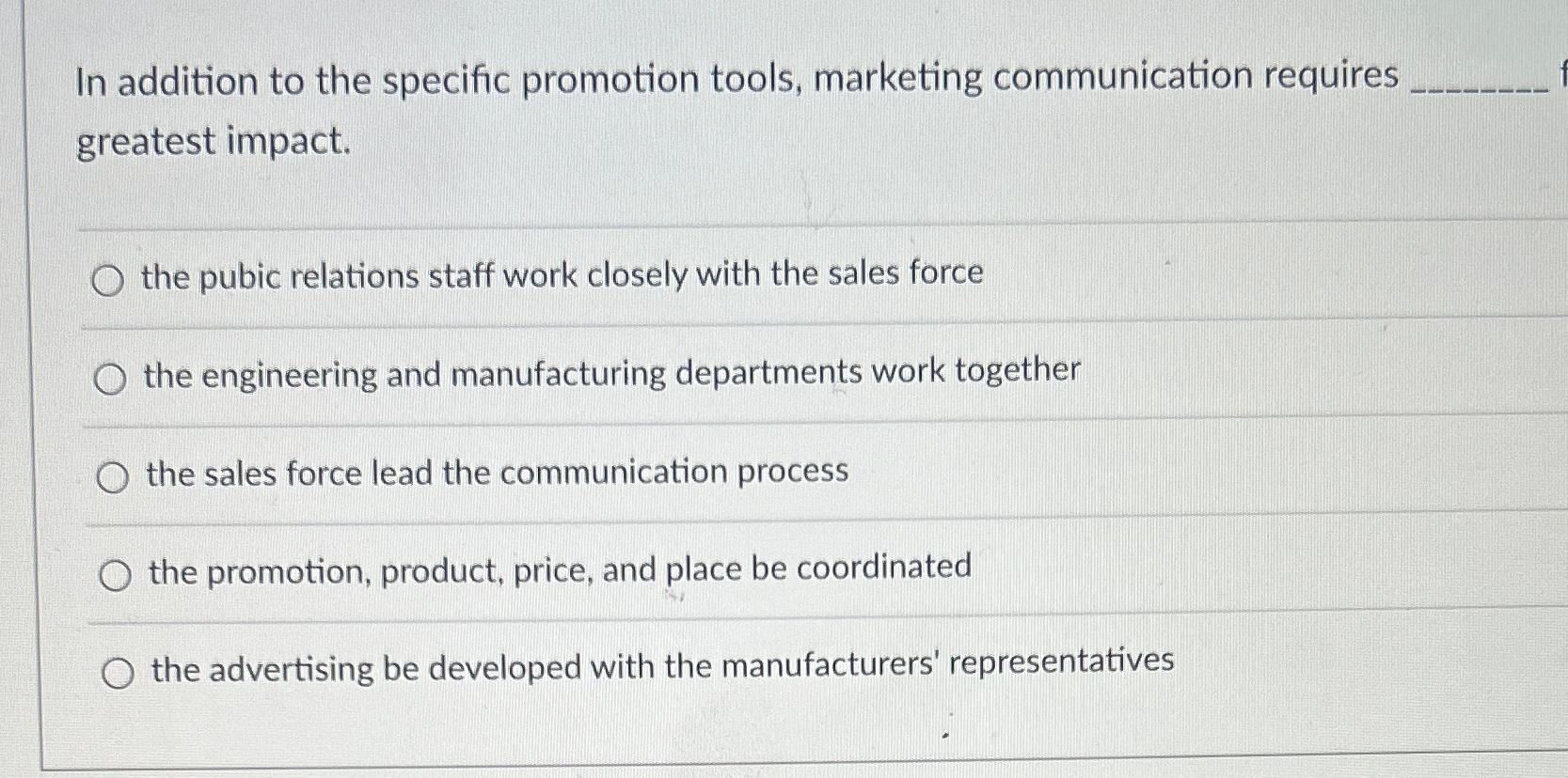 Solved In addition to the specific promotion tools, | Chegg.com