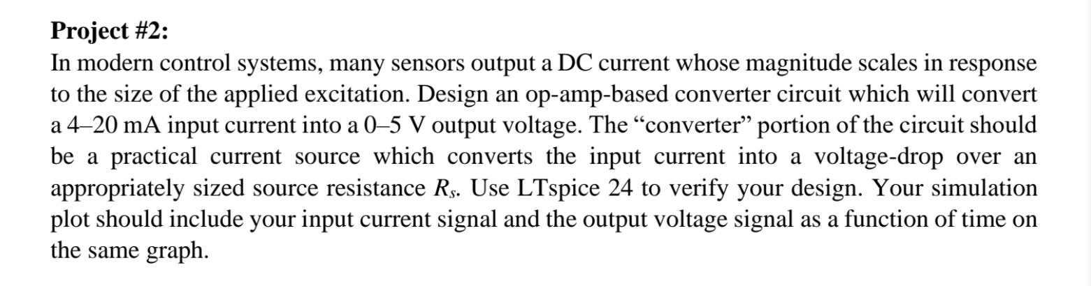 Solved Project \#2: In modern control systems, many sensors | Chegg.com