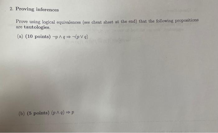 Solved Prove using logical equivalences (see cheat sheet at | Chegg.com