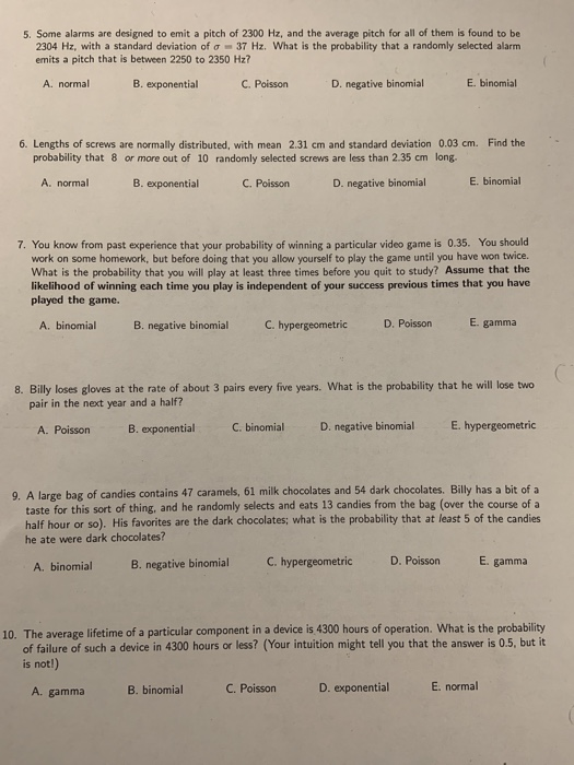 Solved Math 465 SELECTING THE CORRECT DISTRIBUTION . Select | Chegg.com