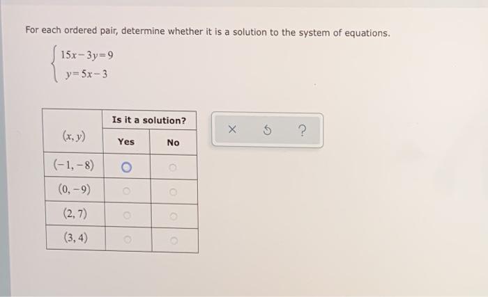 Solved For each ordered pair, determine whether it is a | Chegg.com