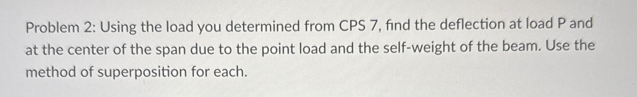 Solved Problem 2: Using the load you determined from CPS 7, | Chegg.com