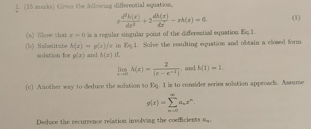 Solved (15 ﻿marks) ﻿Given the following differential | Chegg.com