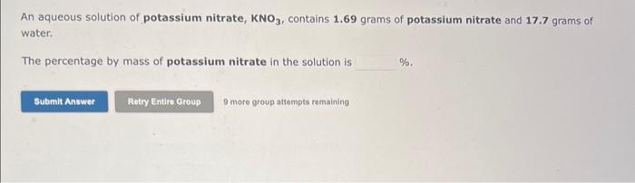 Solved An aqueous solution of potassium nitrate, KNO3, | Chegg.com