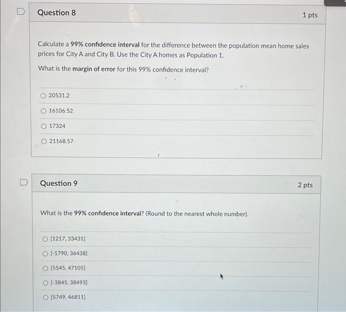 Calculate a 99% confidence interval for the | Chegg.com