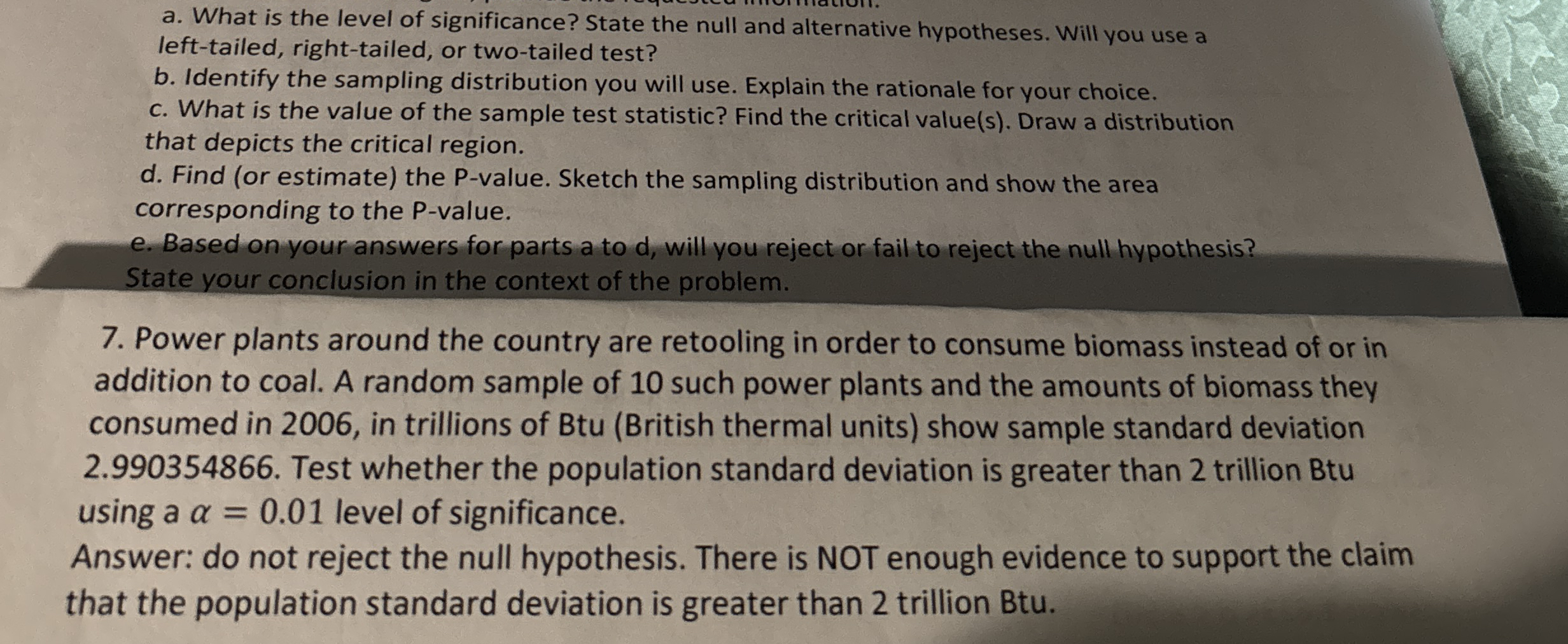 Solved a. ﻿What is the level of significance? State the null | Chegg.com