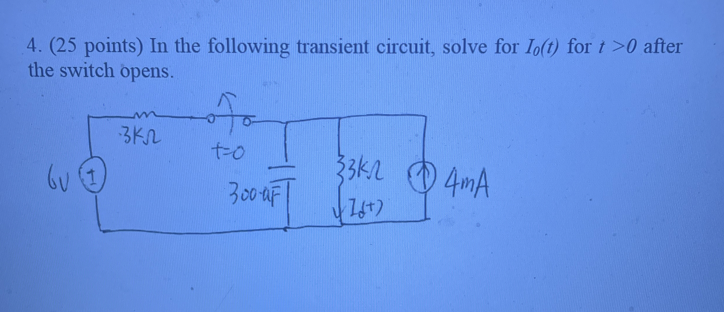 Solved (25 ﻿points) ﻿In the following transient circuit, | Chegg.com