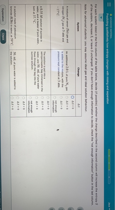 Solved ADVANCED MATERIAL Predicting qualitatively how | Chegg.com