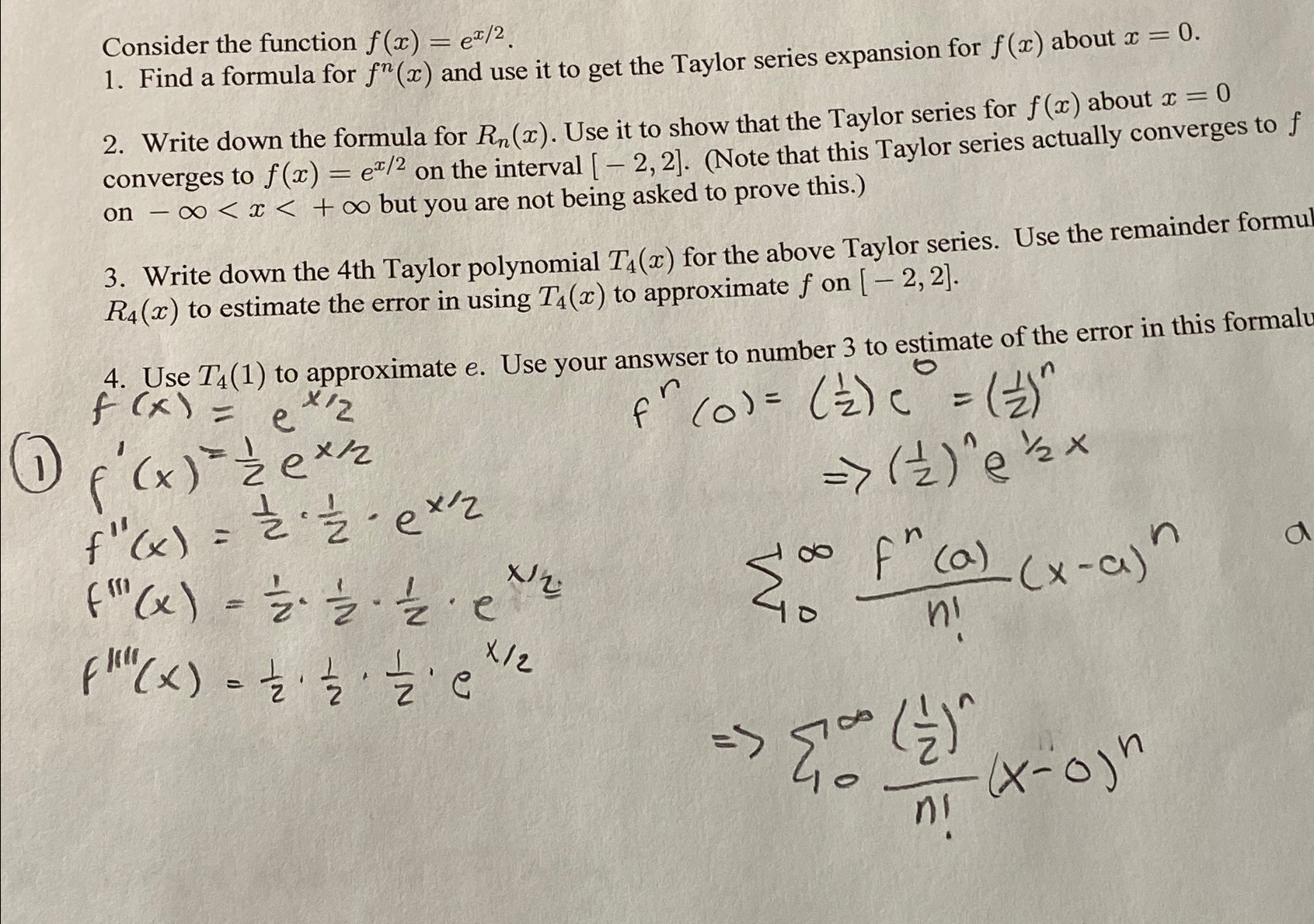 Consider the function f(x)=ex2.Find a formula for | Chegg.com