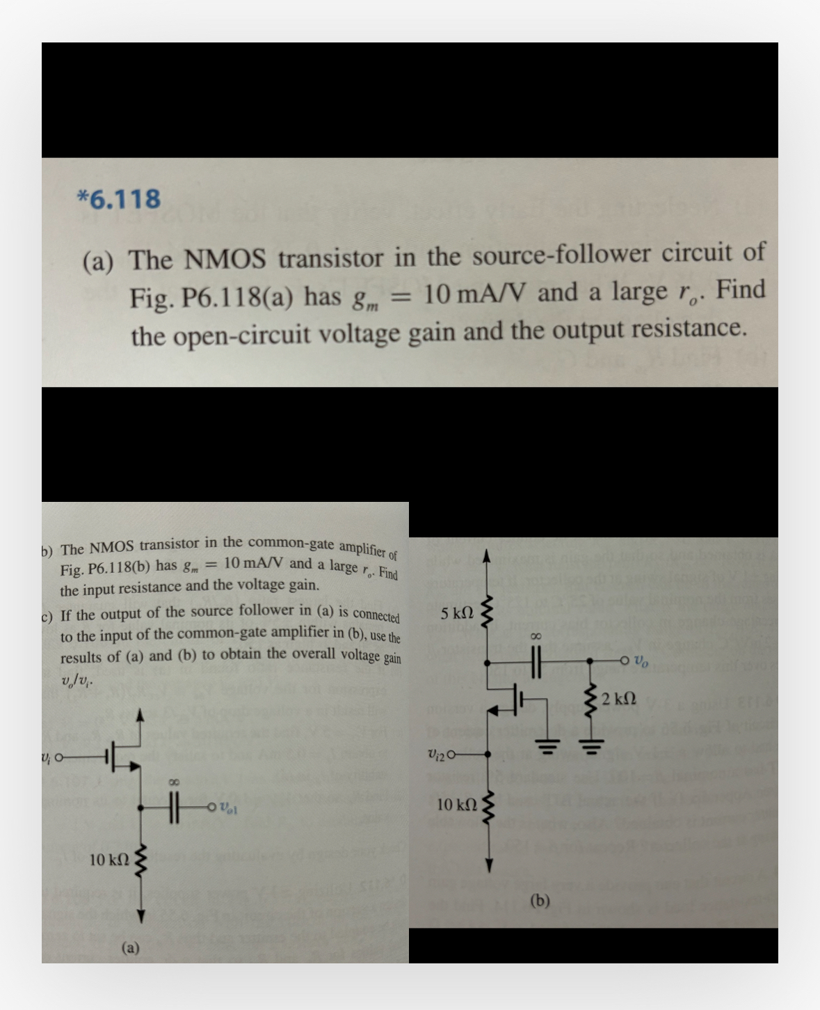 Solved *6.118(a) ﻿The NMOS transistor in the source-follower | Chegg.com