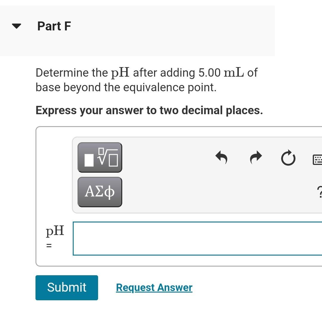 Solved Part E Determine the pH at the equivalence point. | Chegg.com Solved Part E Determine the pH at the equivalence point. | Chegg.com