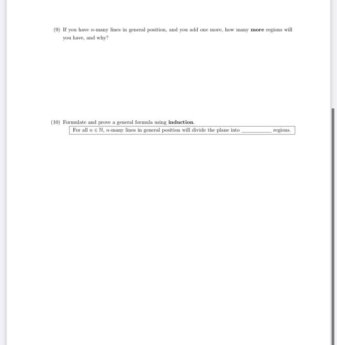 Solved (9) If you have a-many lines in general position, and | Chegg.com