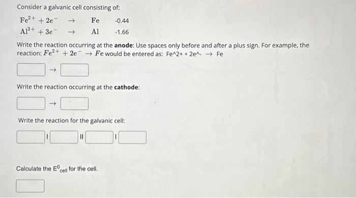 Solved Consider a galvanic cell consisting of: | Chegg.com