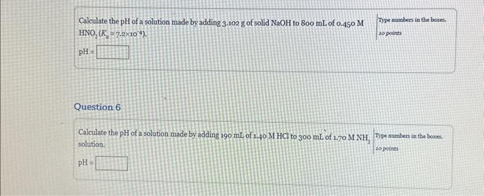 Solved Calculate the \\( \\mathrm{pH} \\) of a solution made | Chegg.com
