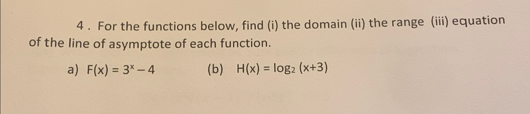 Solved For the functions below, find (i) ﻿the domain (ii) | Chegg.com