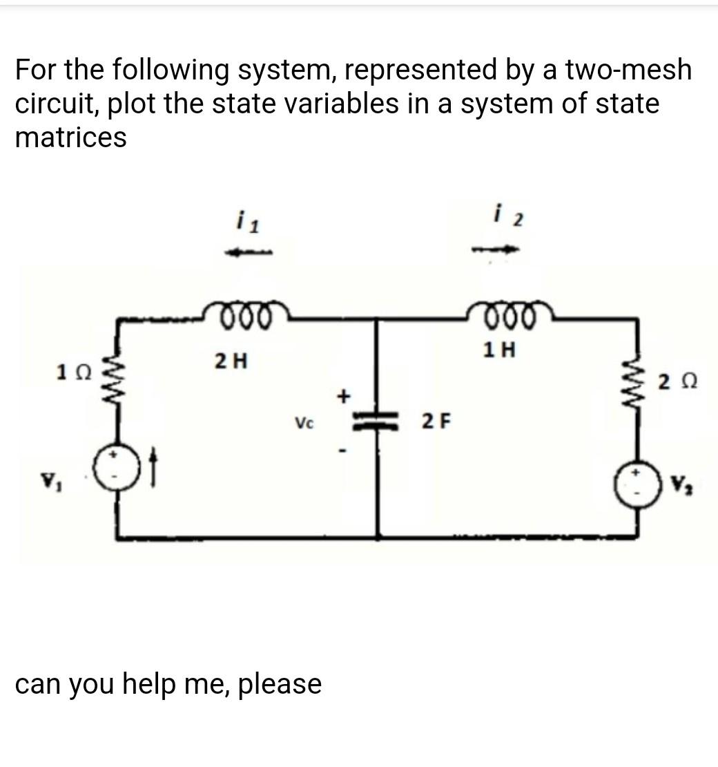Solved For the following system, represented by a two-mesh | Chegg.com