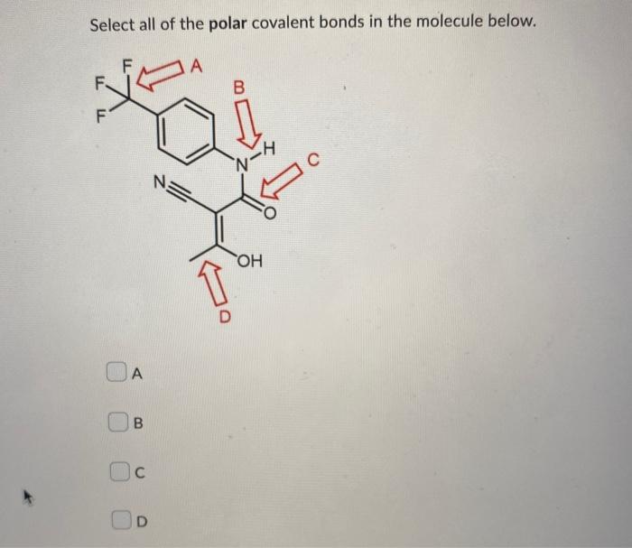 Solved Select all of the polar covalent bonds in the | Chegg.com