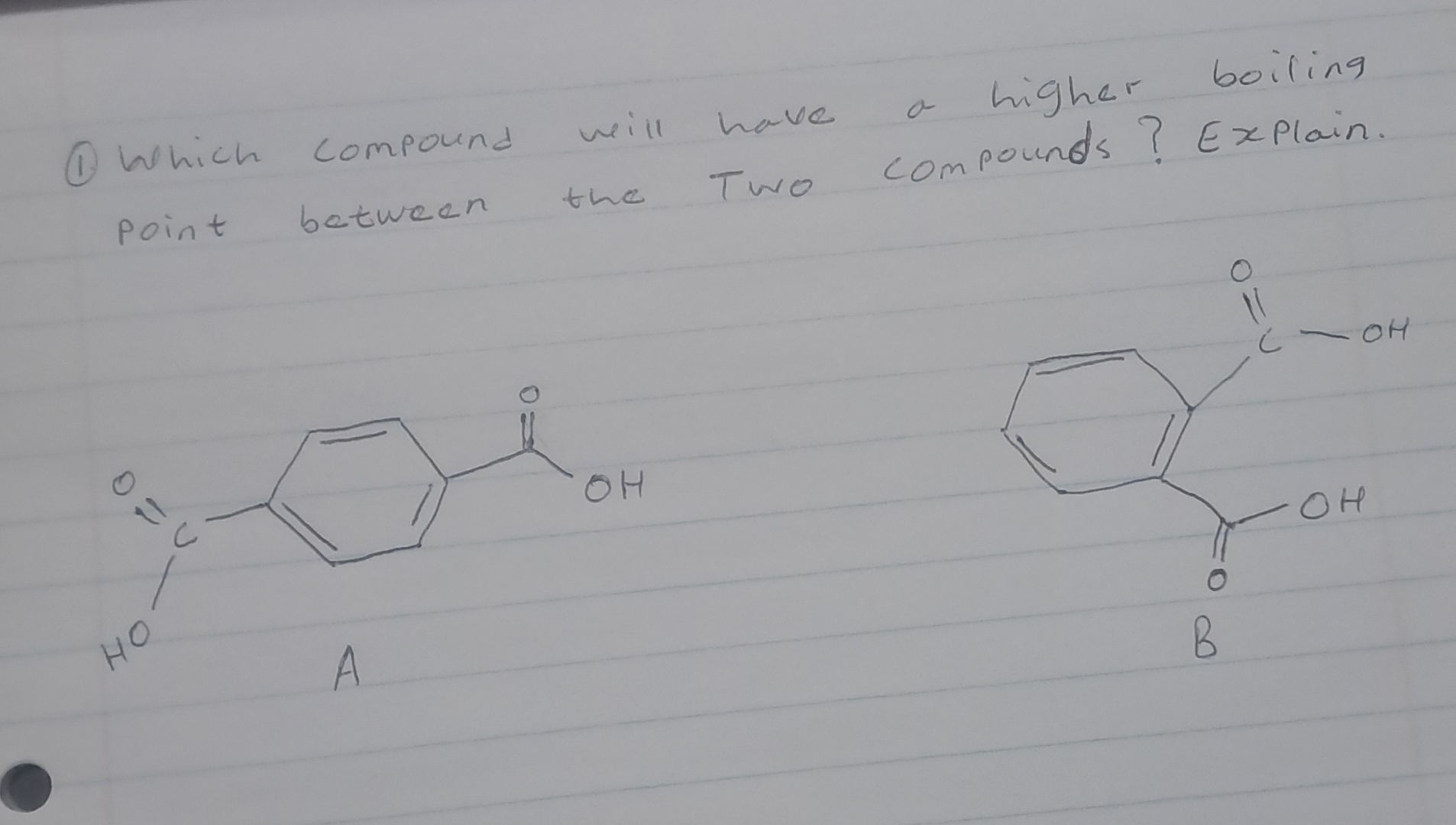 Solved (1) ﻿Which compound will have a higher boiling point | Chegg.com
