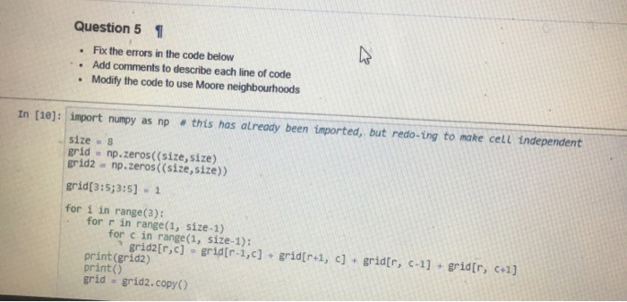 Solved . Question 5 1 Fix the errors in the code below • Add | Chegg.com
