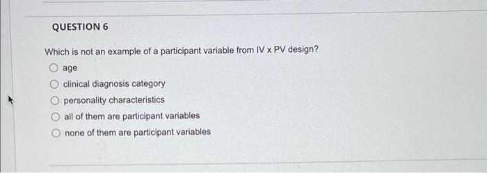Solved QUESTION 6 Which is not an example of a participant | Chegg.com